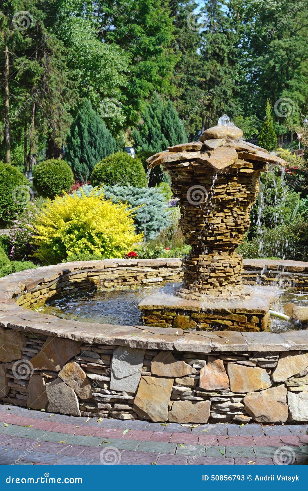 The Original Decorative Fountain in a Botanical Garden Stock Image ...