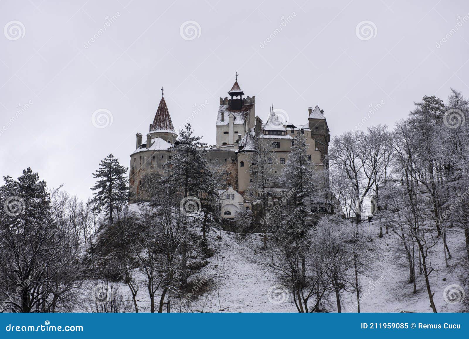 Original Dracula`s Bran Castle in Winter Season Stock Image - Image of ...