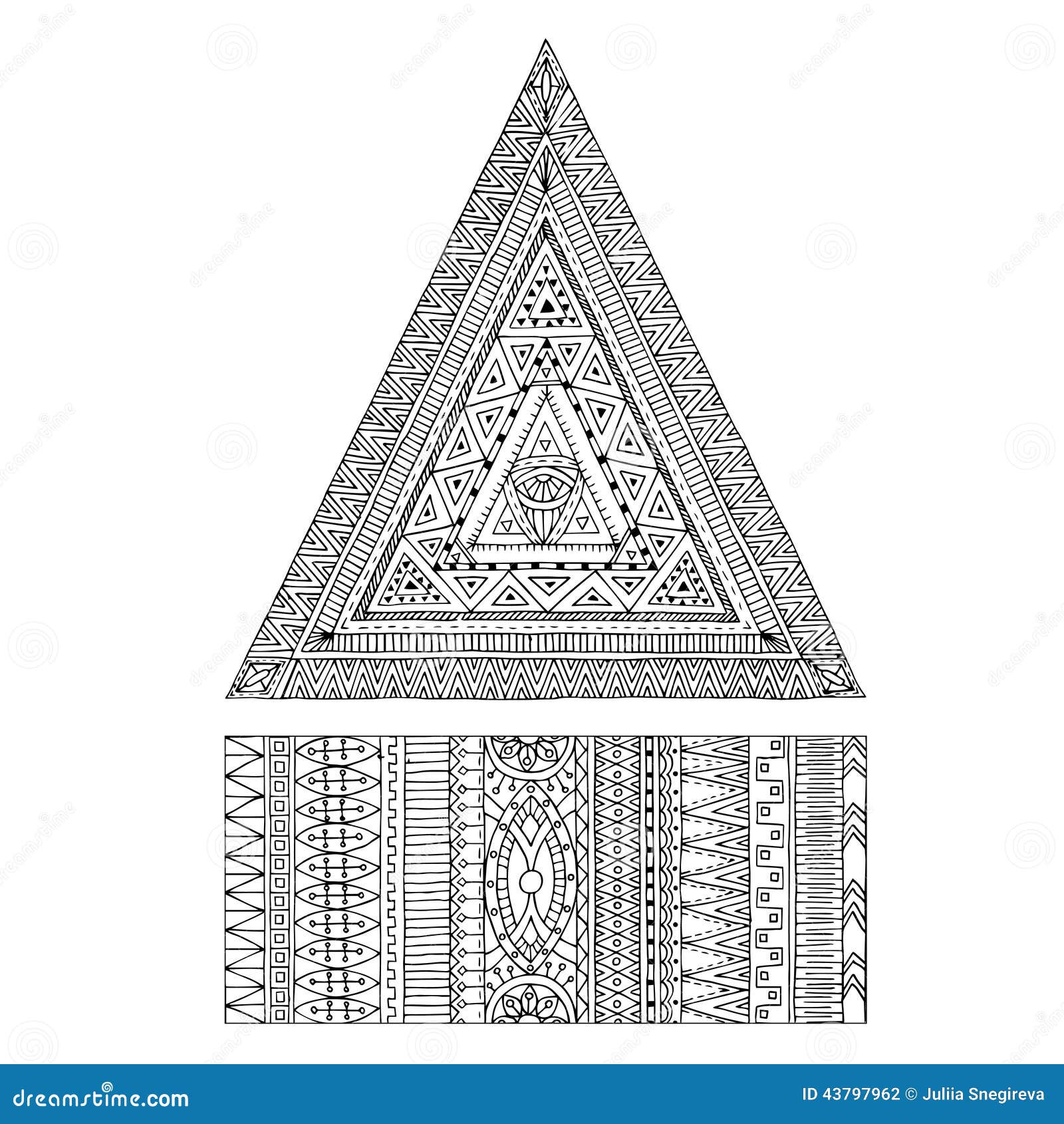 Original Drawing Tribal Triangle and Banner. Stock Vector ...