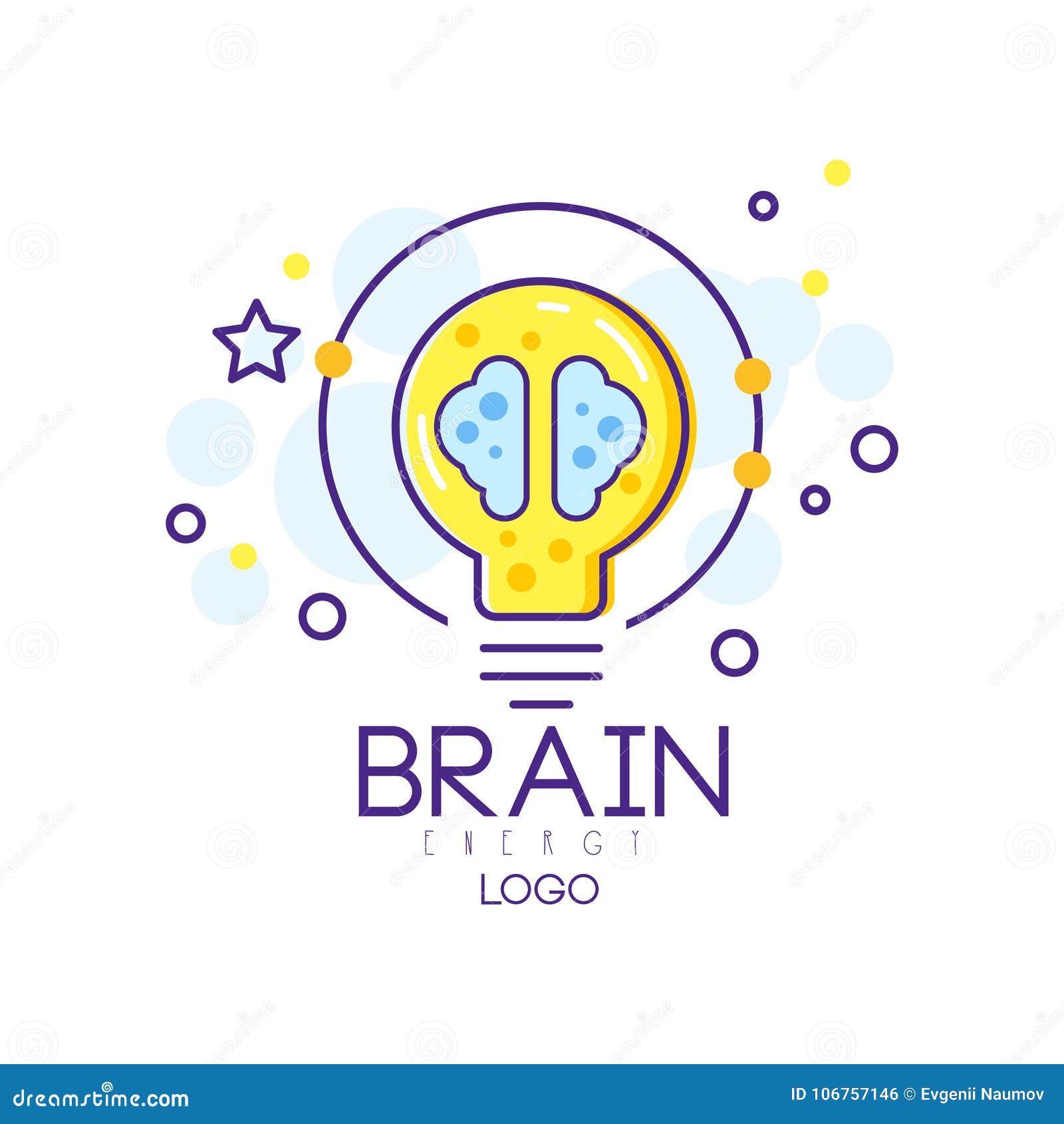 Original Emblem with Energy Brain and Lightbulb. Smart Solution or ...