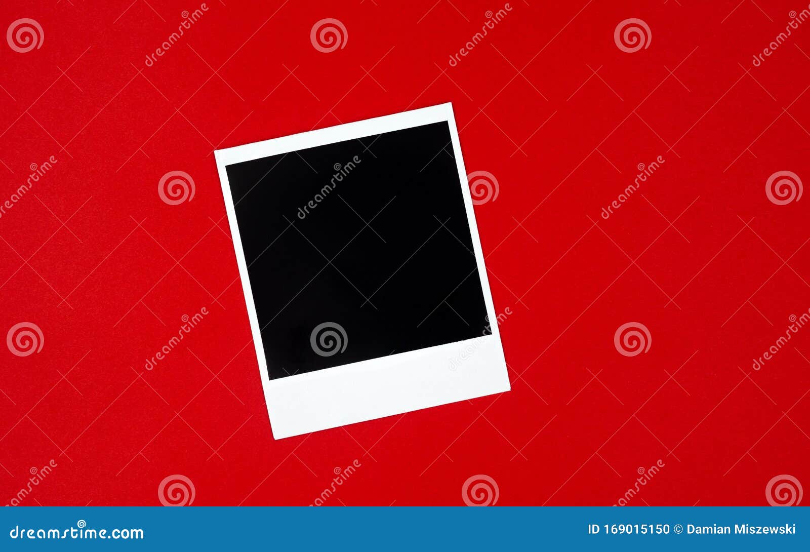 Original Empty White Black Polaroid Frame Lying on a Red Background ...