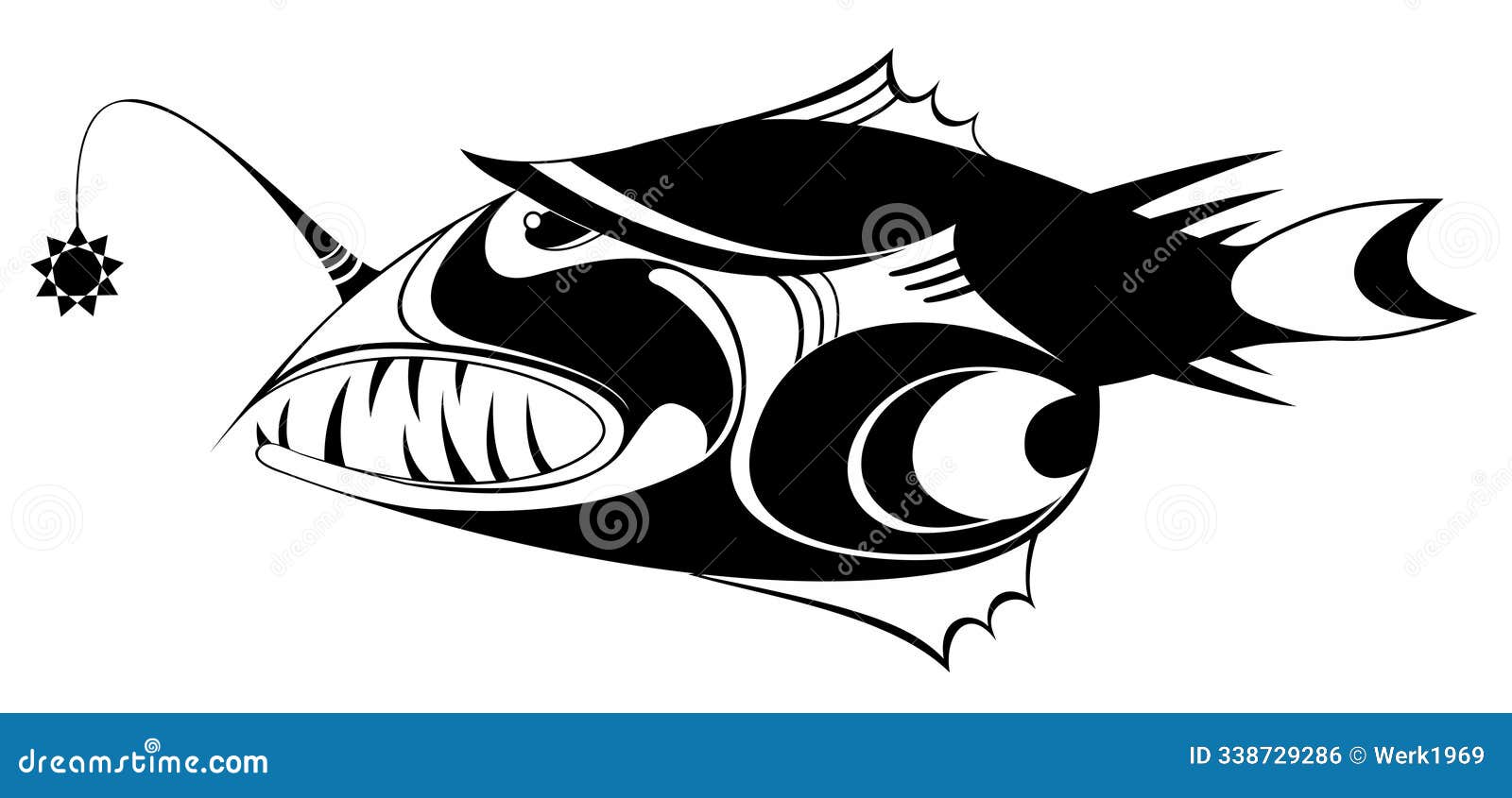 Original Fish Illustration. Predator Fish Stock Vector - Illustration ...