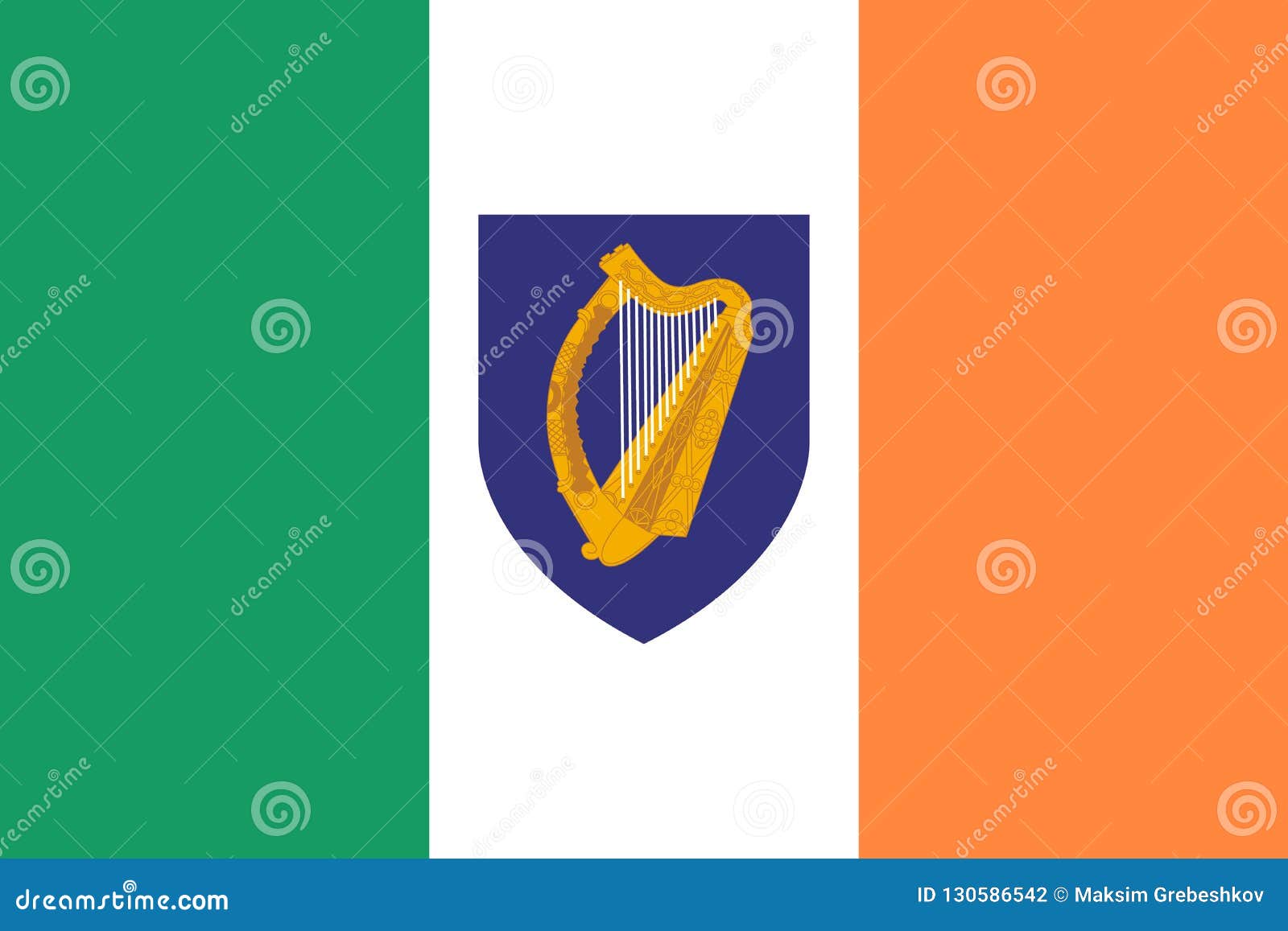 Simple Flag with Coat of Arms Stock Illustration - Illustration of ...
