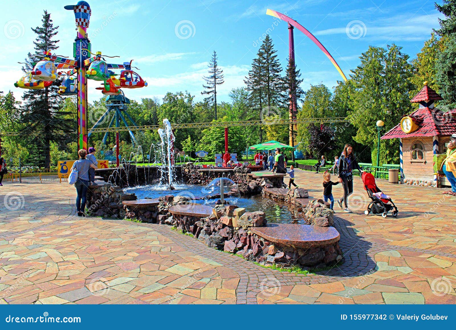 The Original Fountain in the Park on the Playground Stock Photo - Image ...