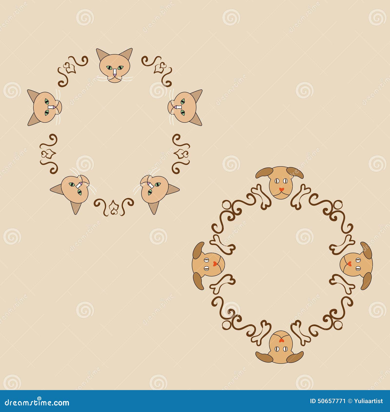 Original Frames with Cat and Dog Stock Vector - Illustration of ...
