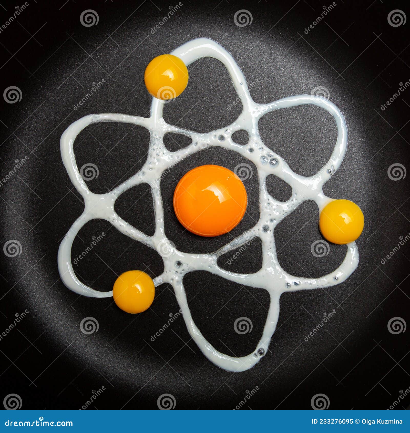 Original Fried Eggs in the Form of an Image of an Atom from Chicken and ...