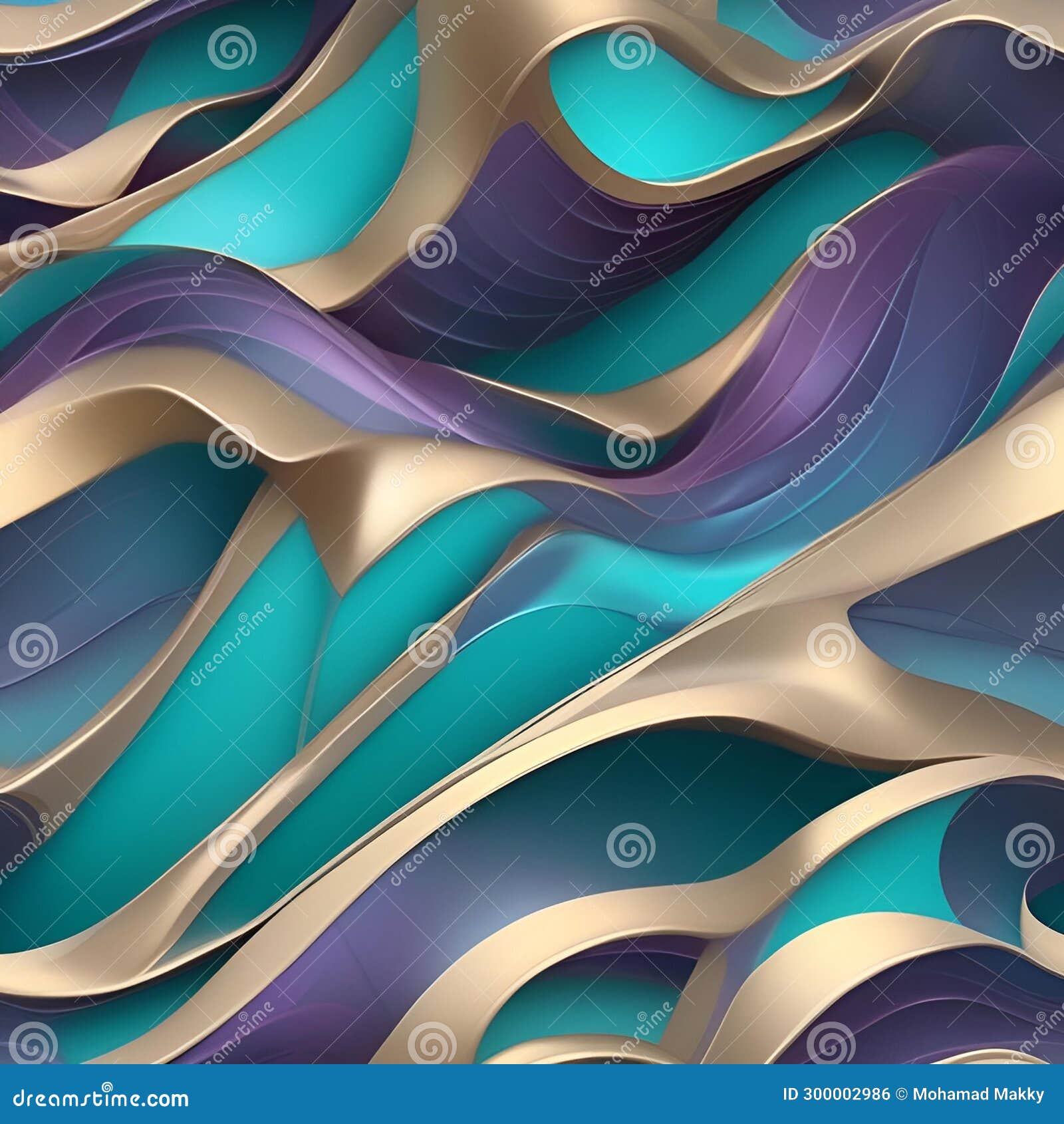 Original Gleaming Turquoise and Amethyst Waves Stock Illustration ...
