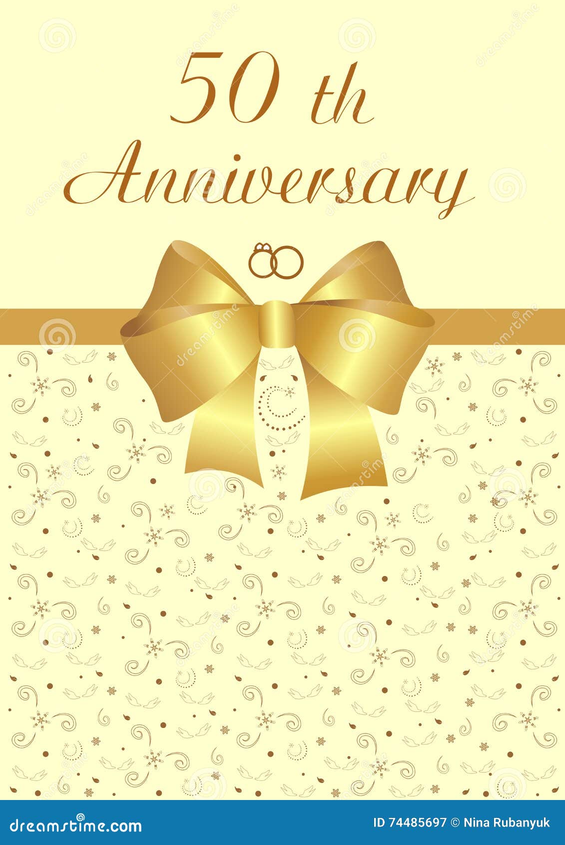 Original Golden Wedding Invitation Illustration Stock Vector ...