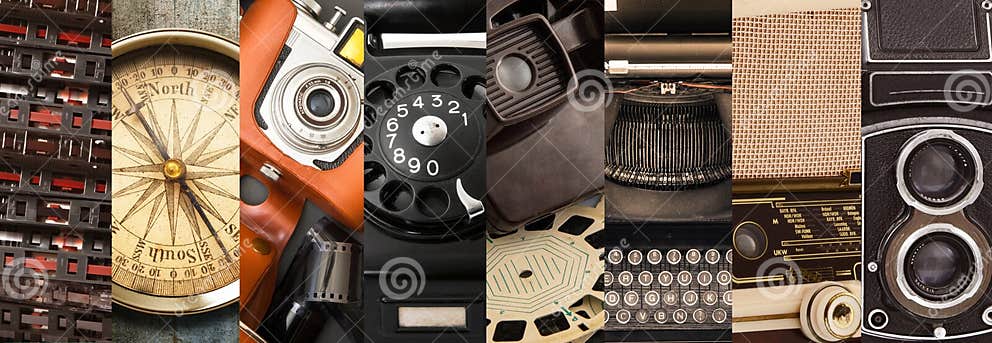 Original Great Vintage Objects Collection Stock Image - Image of lamp ...