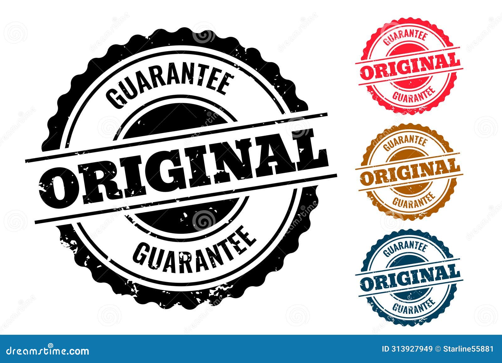 Original Guarantee Authentic Rubber Stamp Set of Four Stock Vector ...