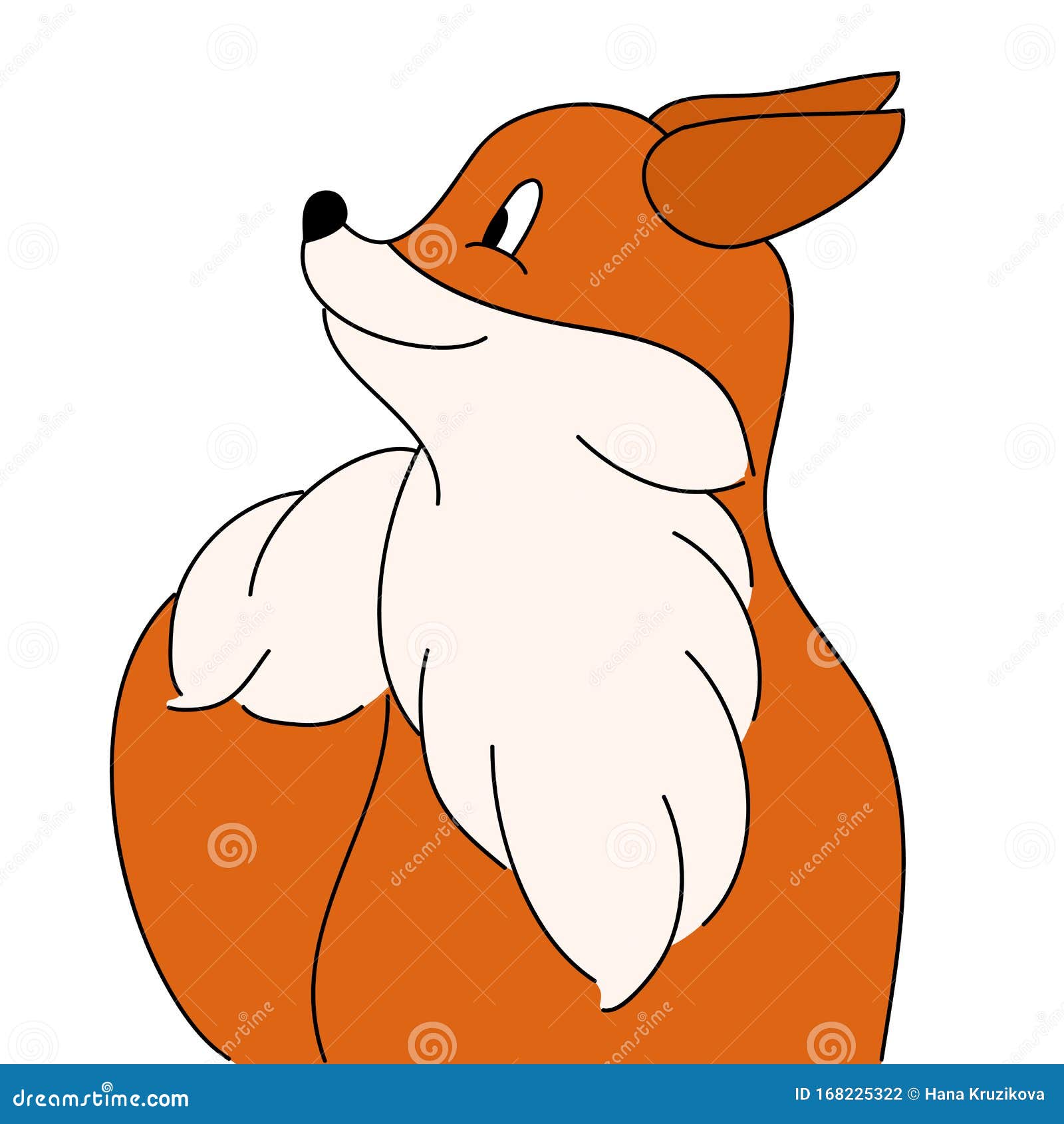 Cute Happy Fox - Original Hand Drawn Illustration Stock Vector ...