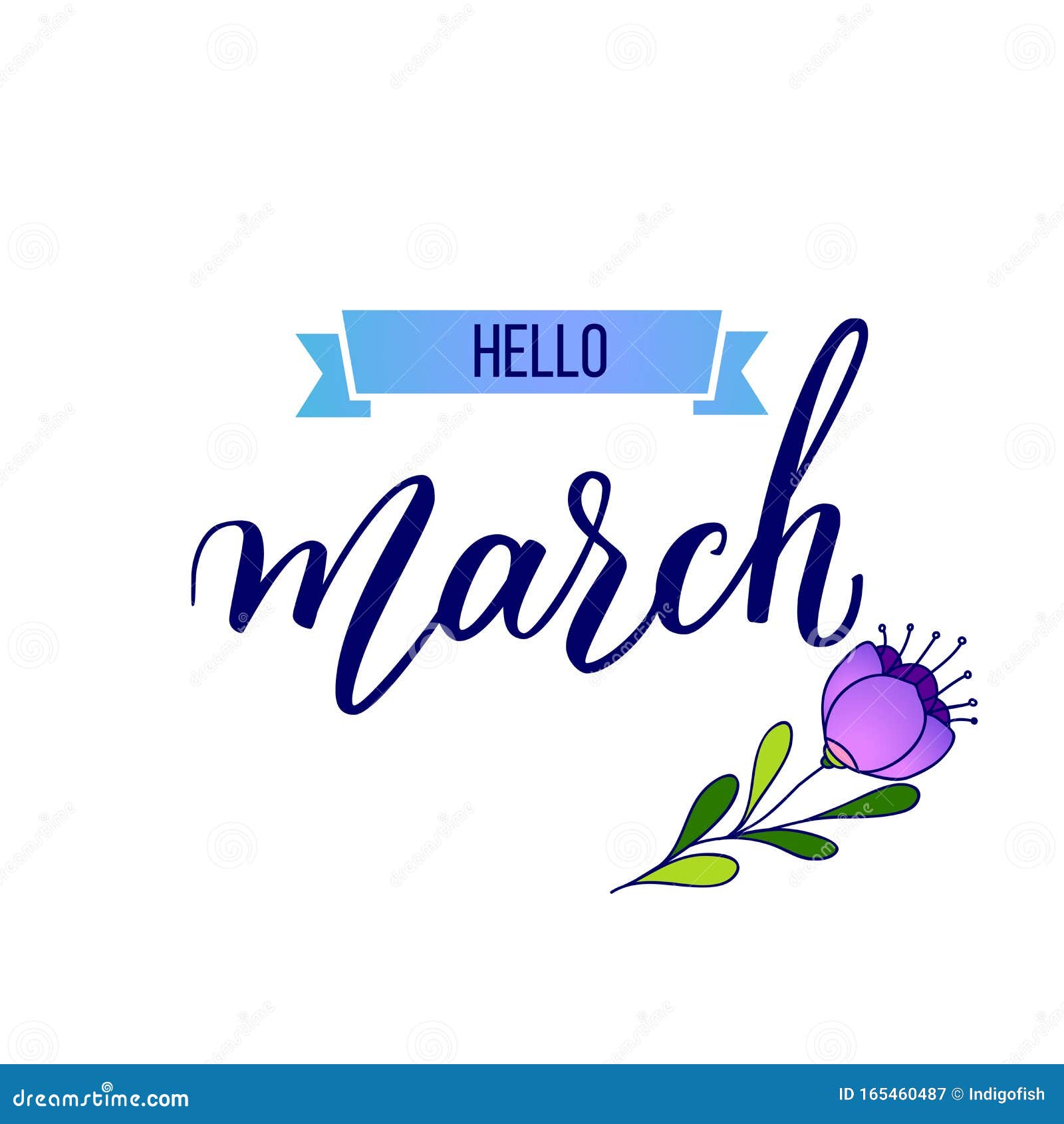 Hello March. Handwritten Lettering. Modern Calligraphy. Vector Royalty ...