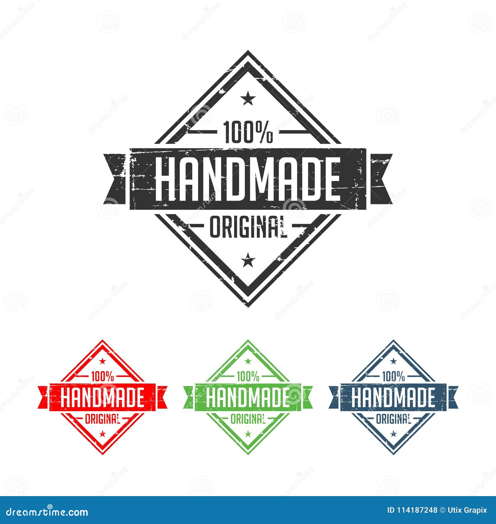 100 Original Handmade Authentic Label Badge Vector Stock Vector ...