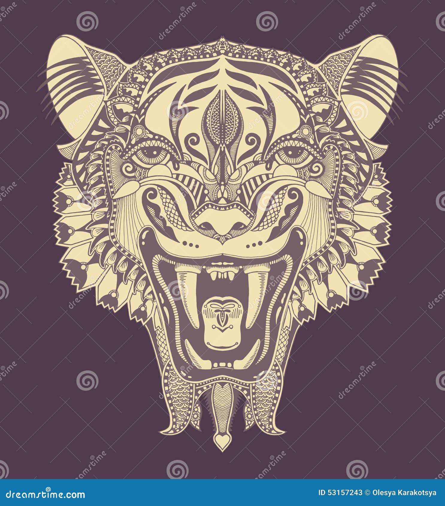 Tiger, Drawing Of A Tiger Using The Japanese Brushstroke Technique ...