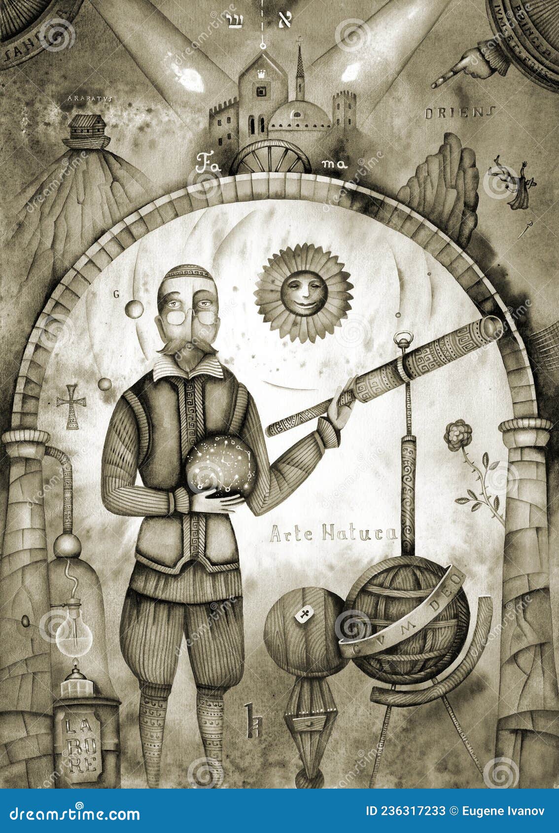Renaissance-era Mathematician and Astronomer Stock Illustration ...