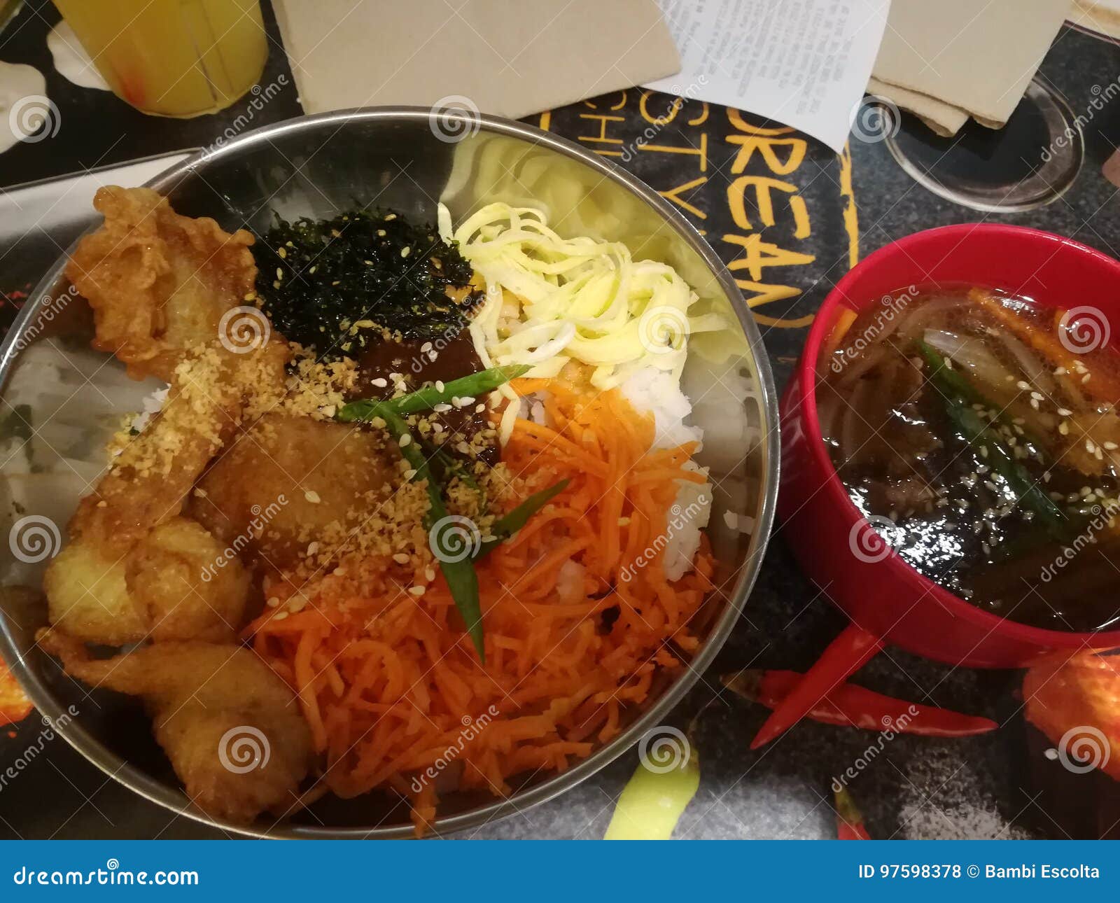 Original Korean Bibimbowl with Soup Stock Photo - Image of soup ...