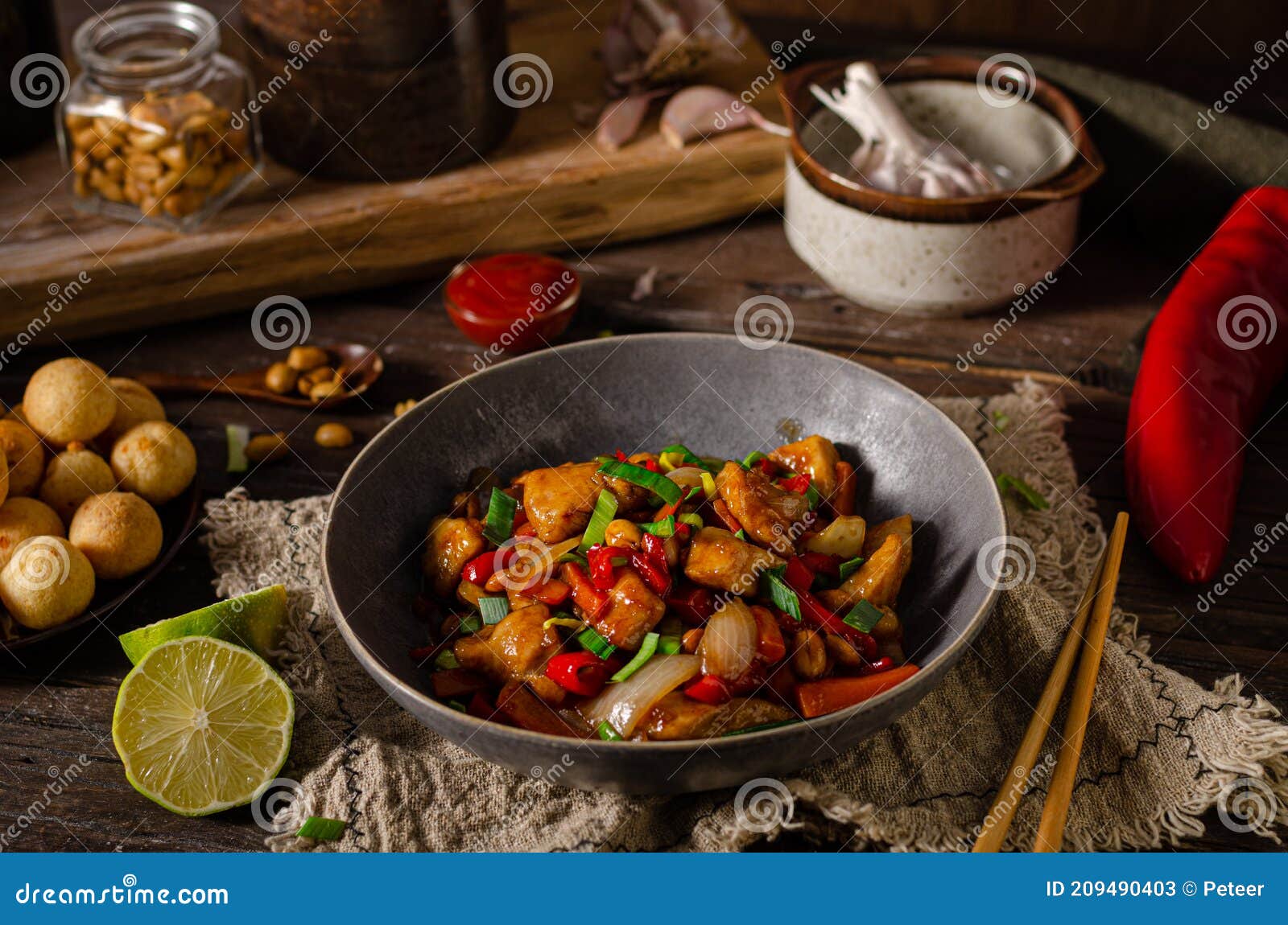 Original kung pao chicken stock image. Image of dinner - 209490403