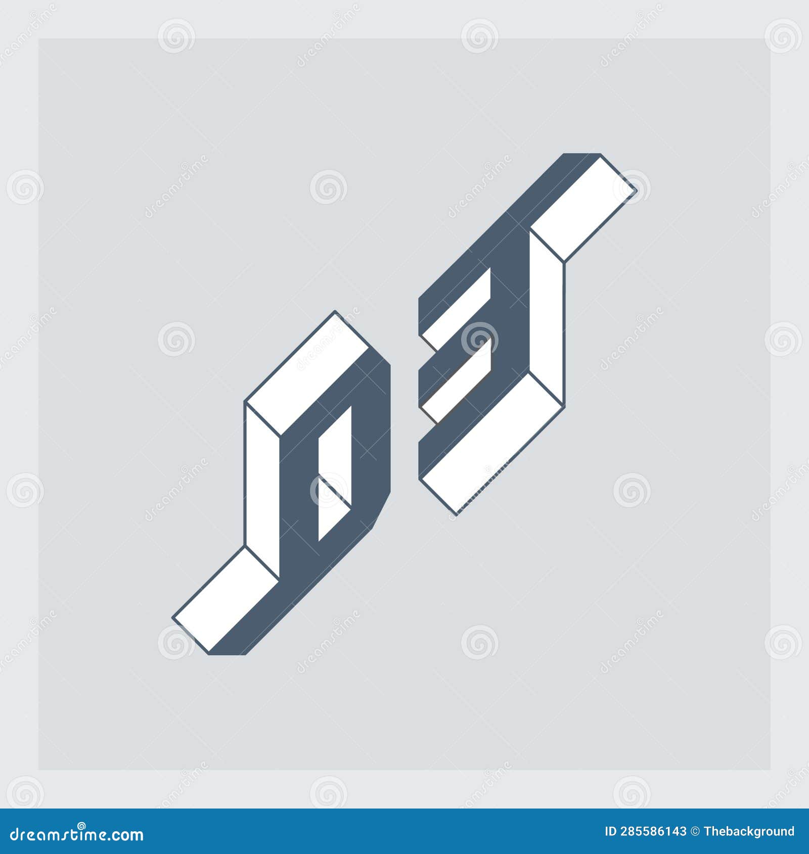 Original Letters. D and Number 3. Volume Alphabet. D3 - Monogram or ...