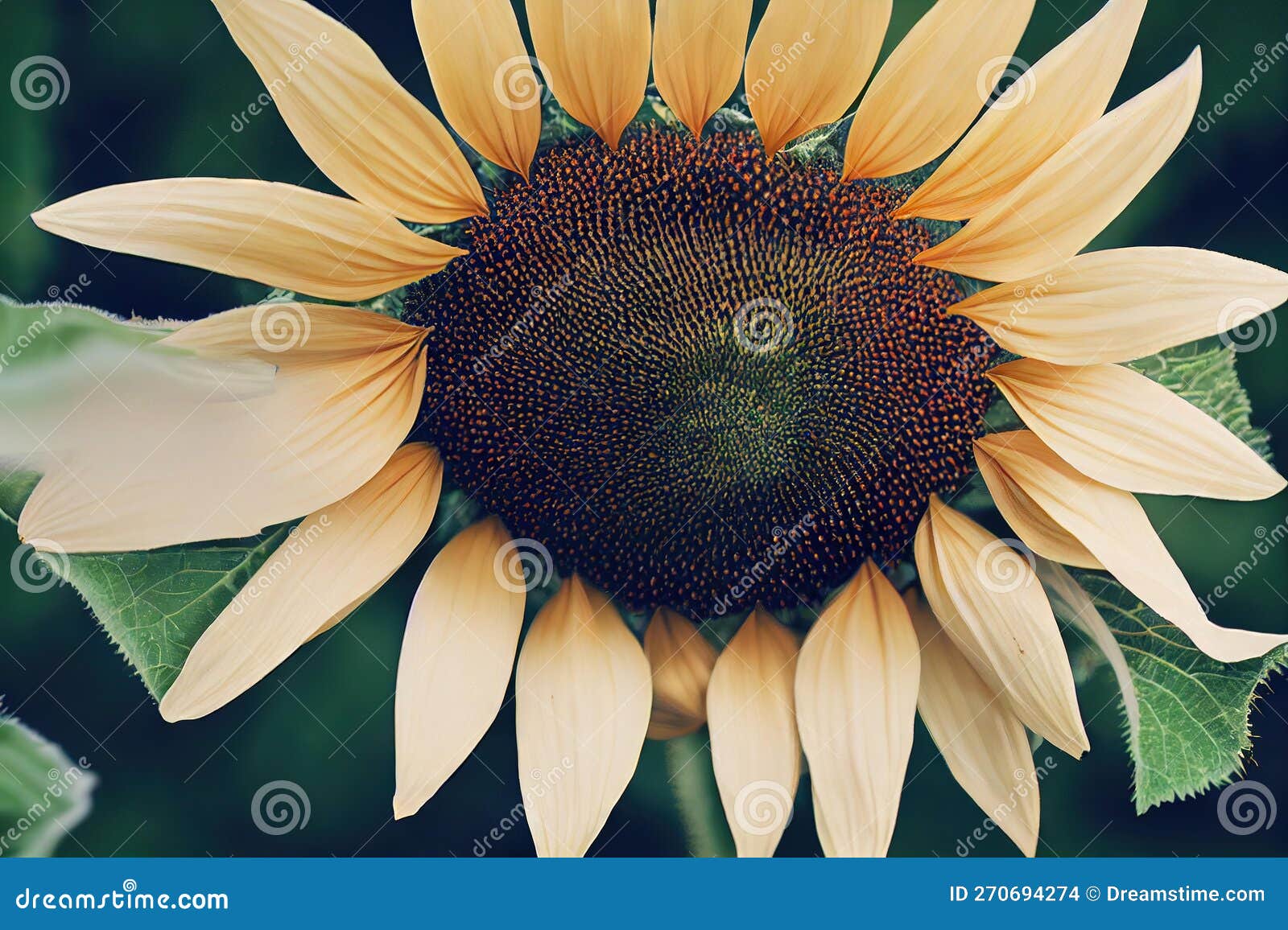 Original Light Sunflower with Dense Core and Large Petals. Stock ...
