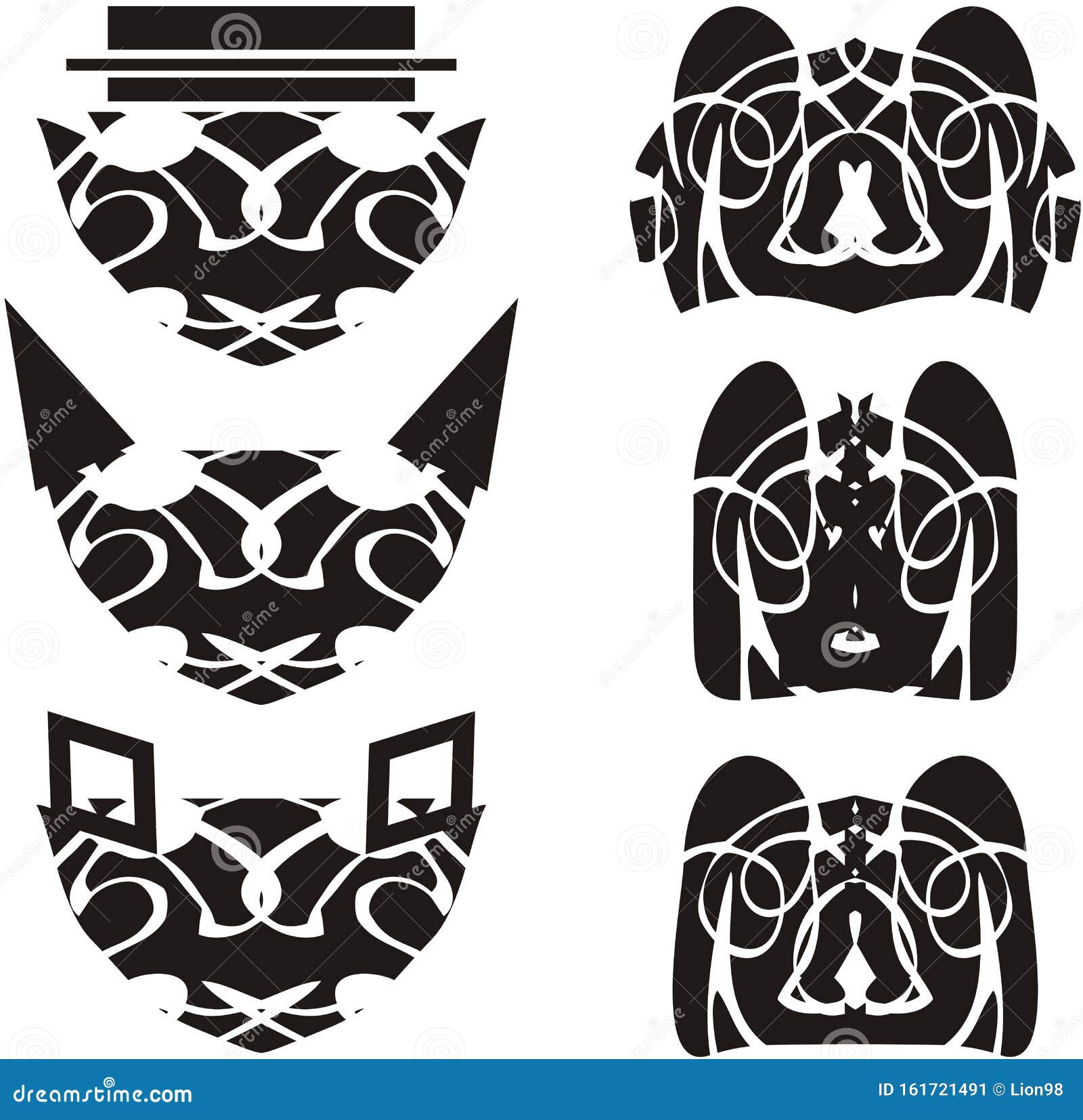 Original Linear Animals Heads Design Elements Stock Vector ...