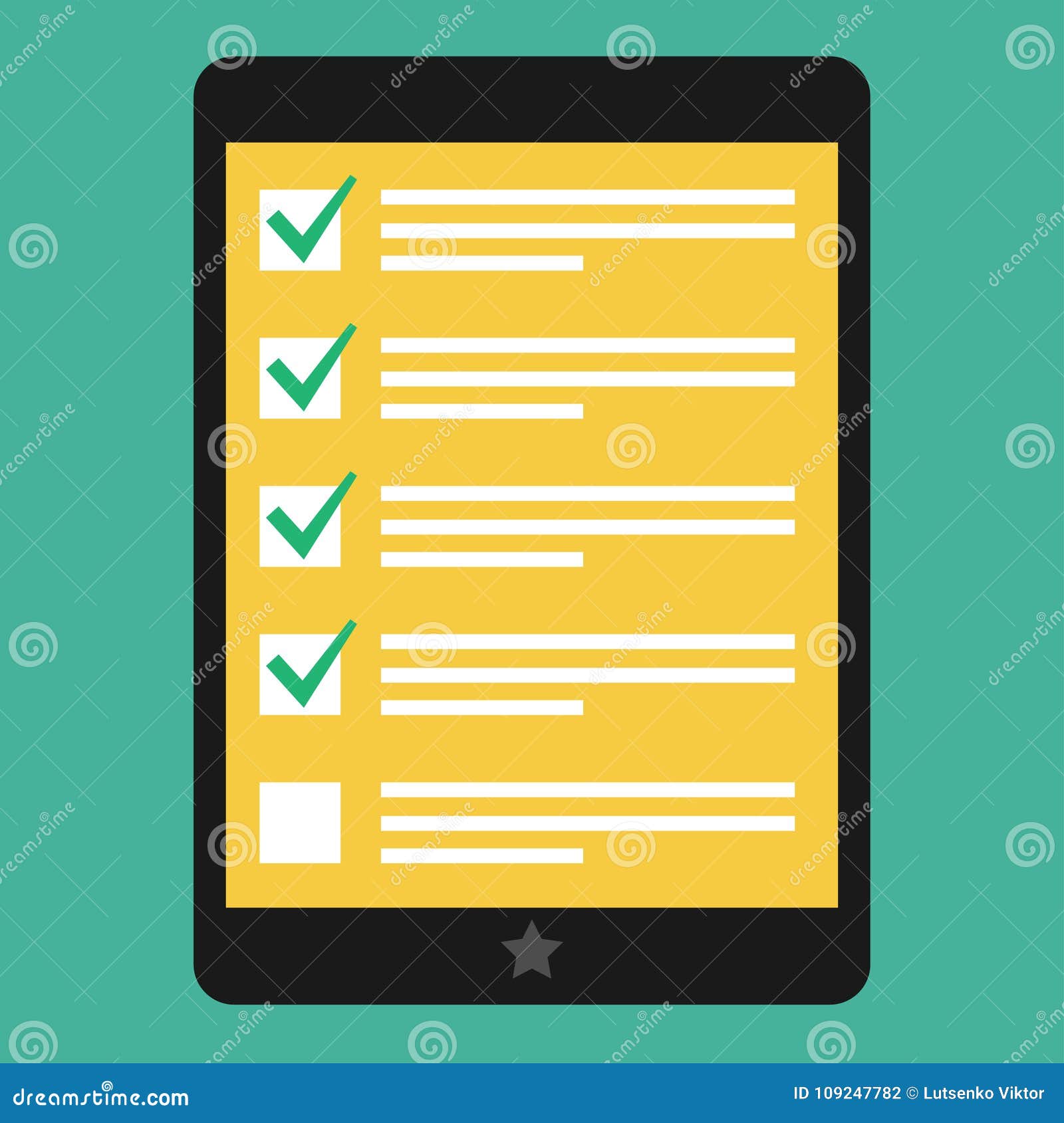 List on tablet stock vector. Illustration of checkbox - 109247782