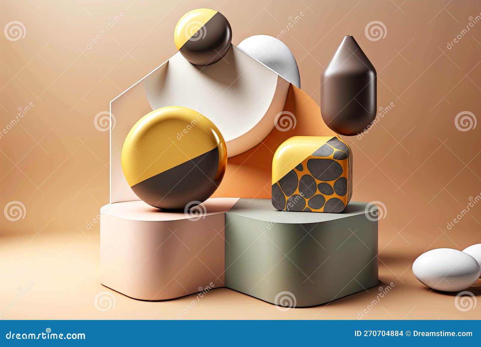 Original Modern 3D Art Abstract Installation with Cubes and Balls Stock ...