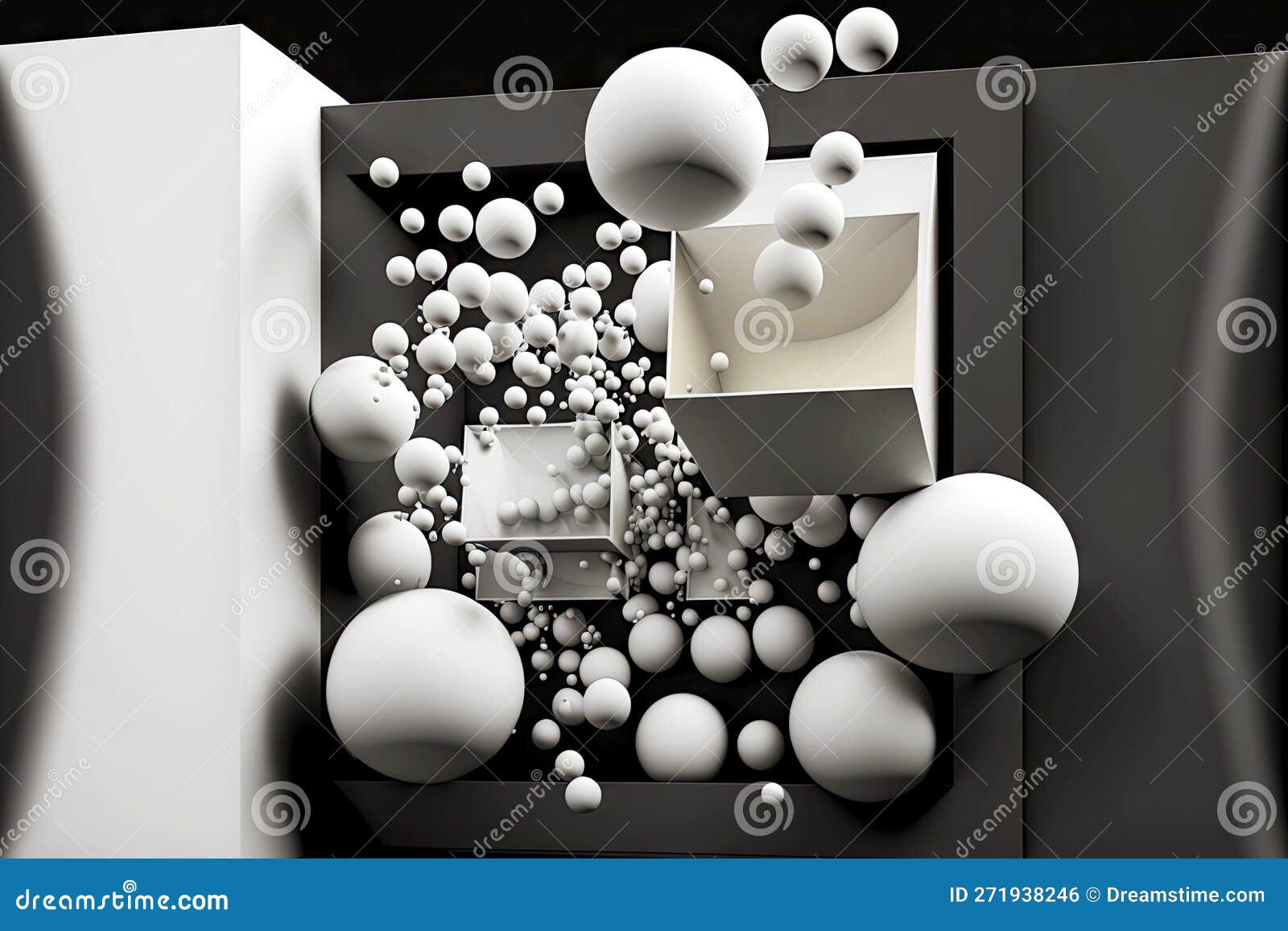 Original Modern 3d Art Abstract Installation with Cubes and Balls Stock ...