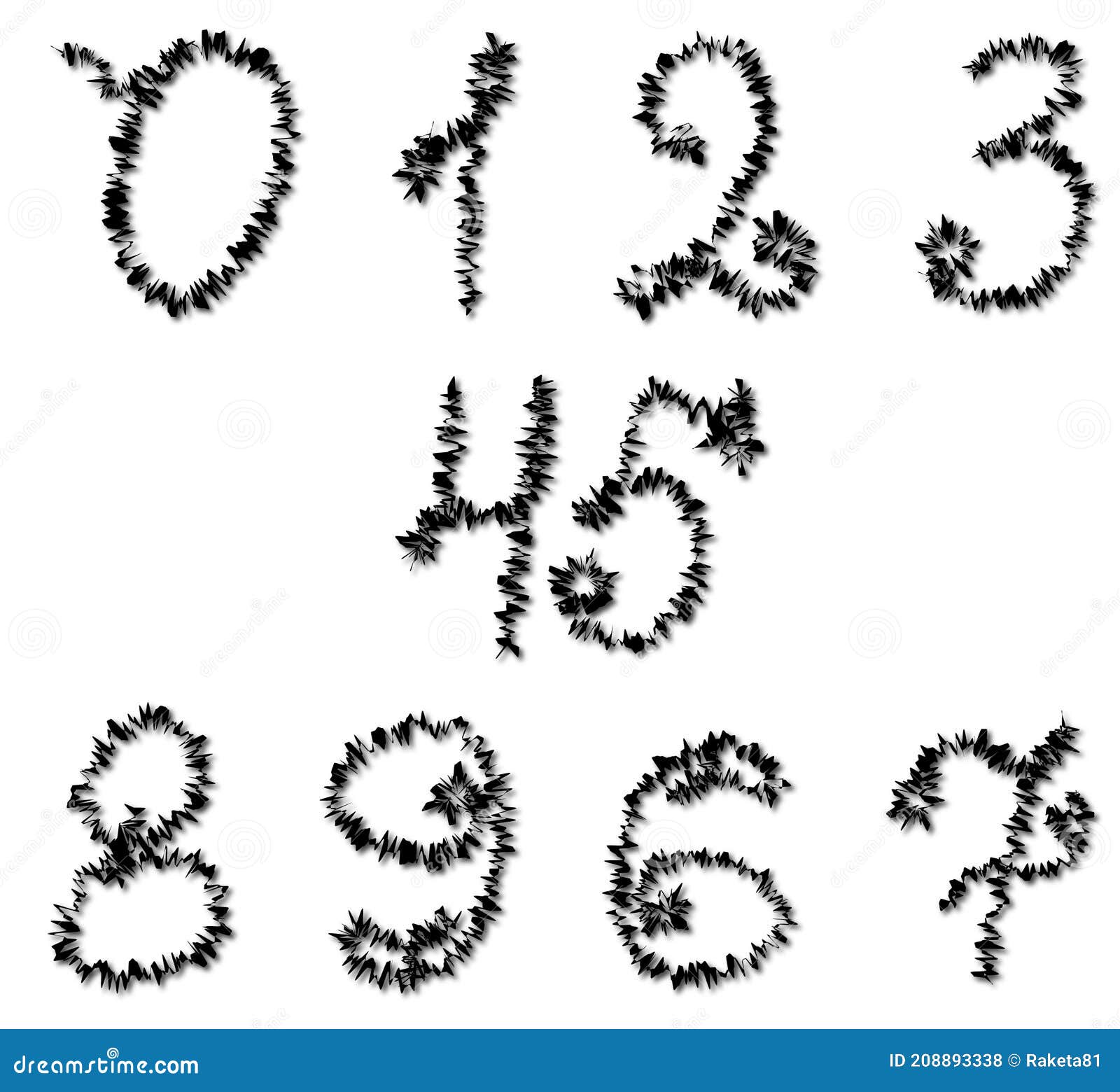 Original Numbers Sharp Lines,Numbers From Zero To Nine, Doodle Numbers ...