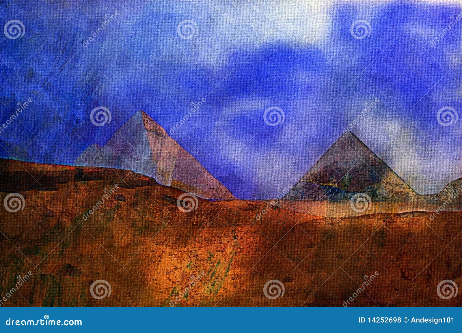 Original Oil Painting of Pyramids Eygpt Stock Illustration ...