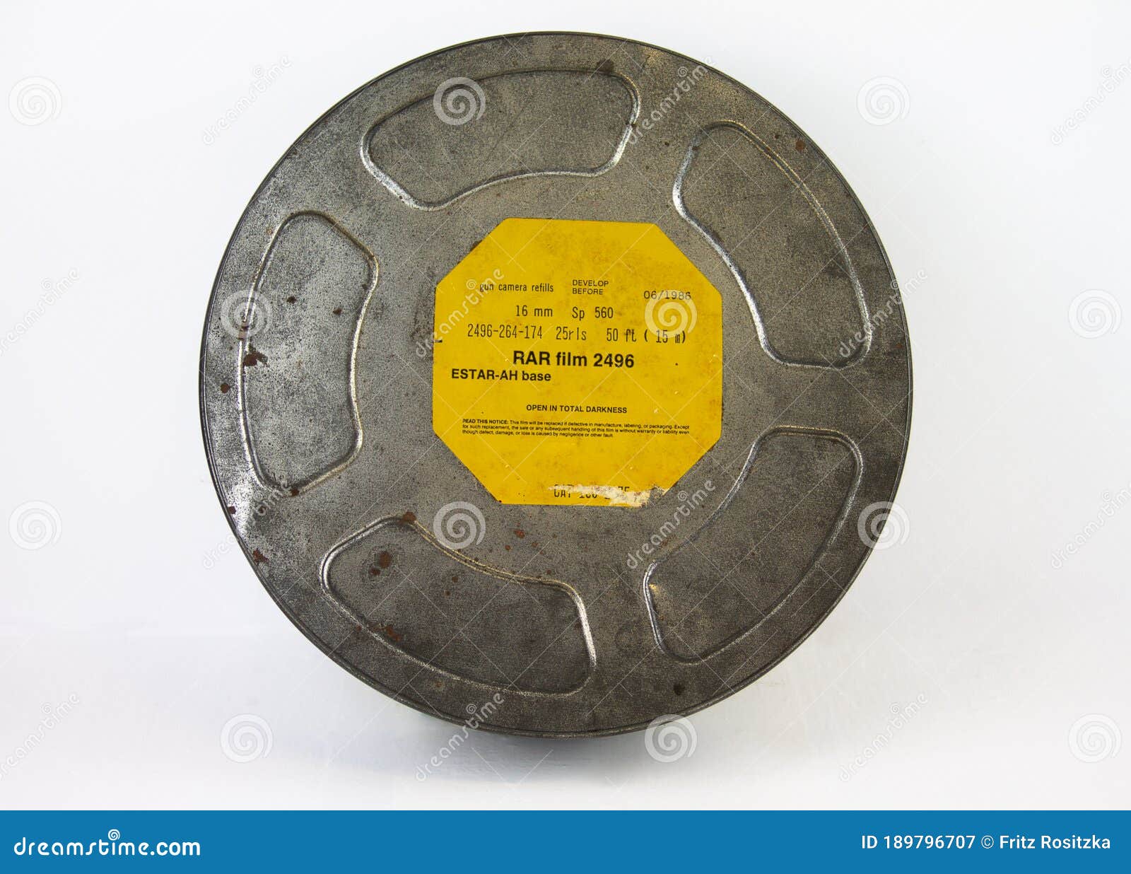An Old Film Can with an Orange Label. Stock Image - Image of 16mm ...
