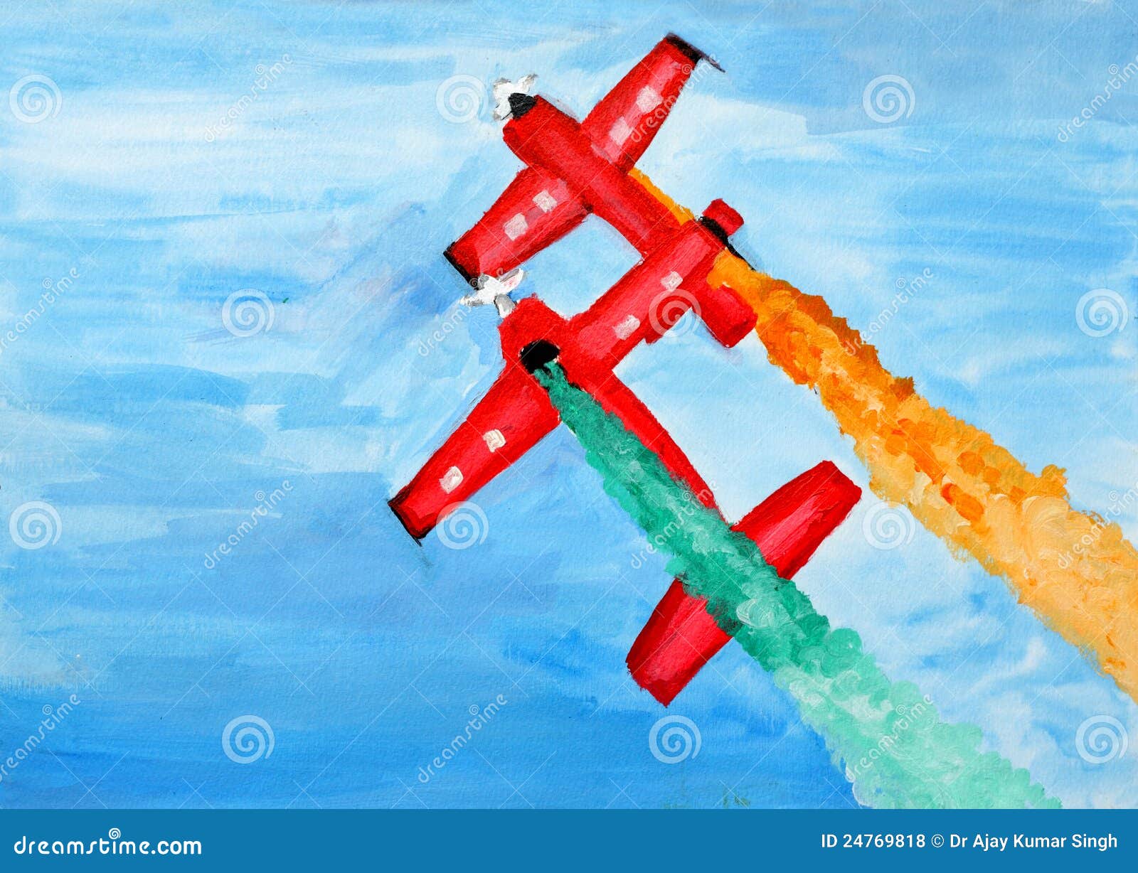 Original Painting of Stunts Pilots in Air Stock Illustration ...