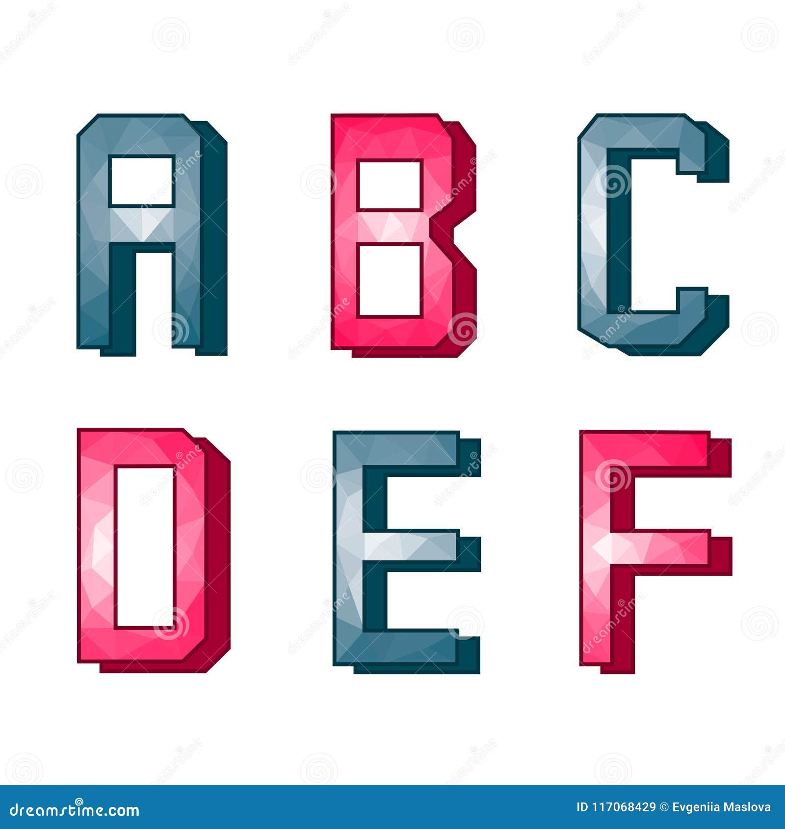 Original Processing of the First Six Letters of the Alphabet Stock ...