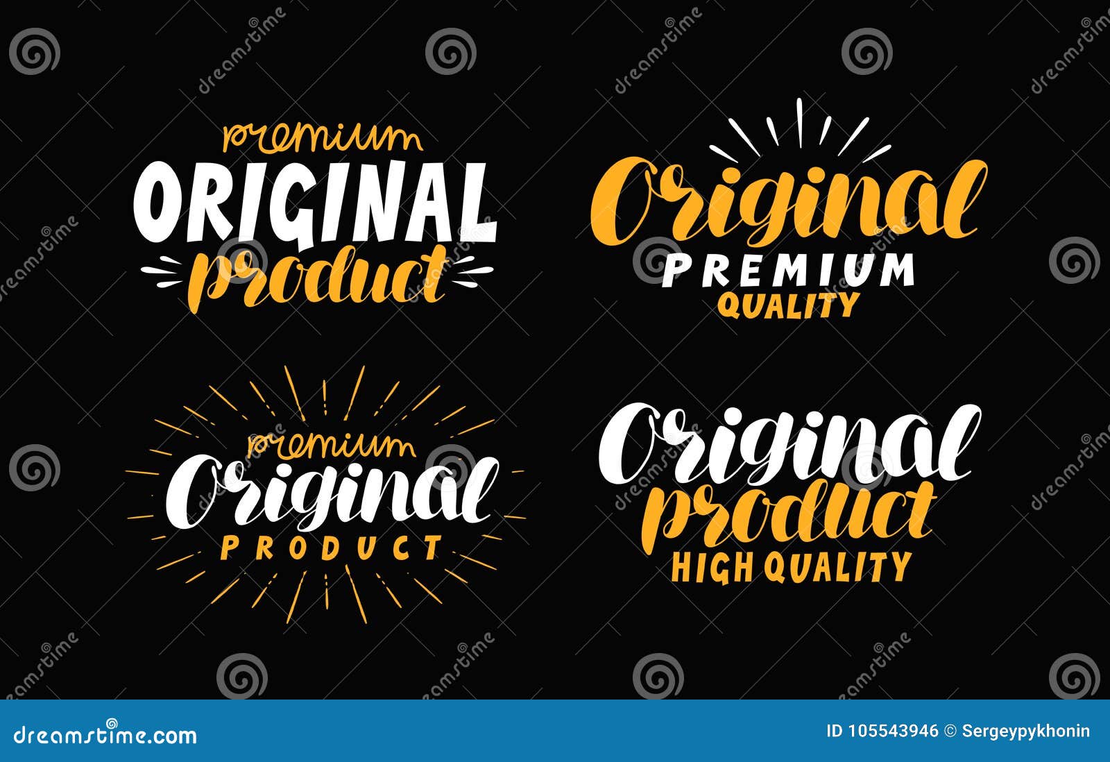 Original Product, Quality Logo or Label. Lettering Vector Illustration ...