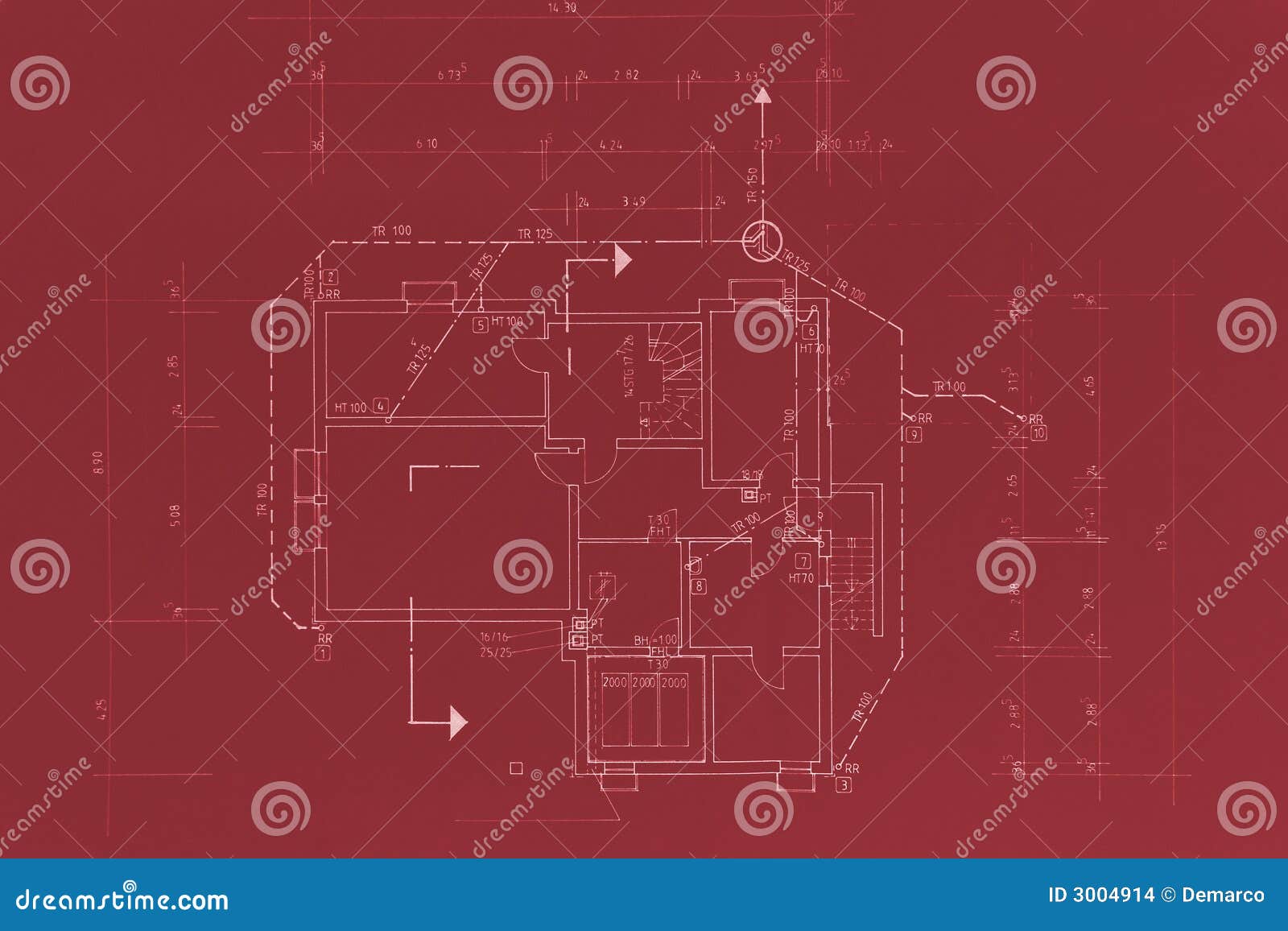 Original Red Blueprint stock photo. Image of site, floor - 3004914