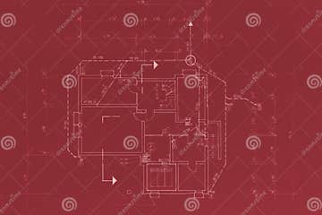 Original Red Blueprint stock photo. Image of site, floor - 3004914