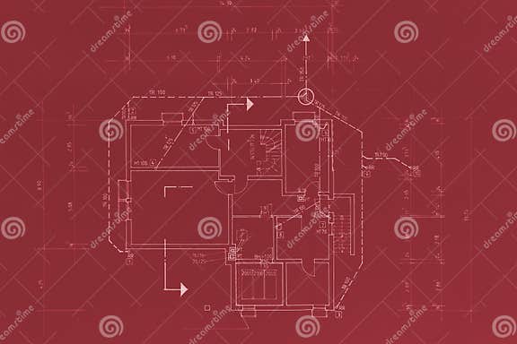 Original Red Blueprint stock photo. Image of site, floor - 3004914