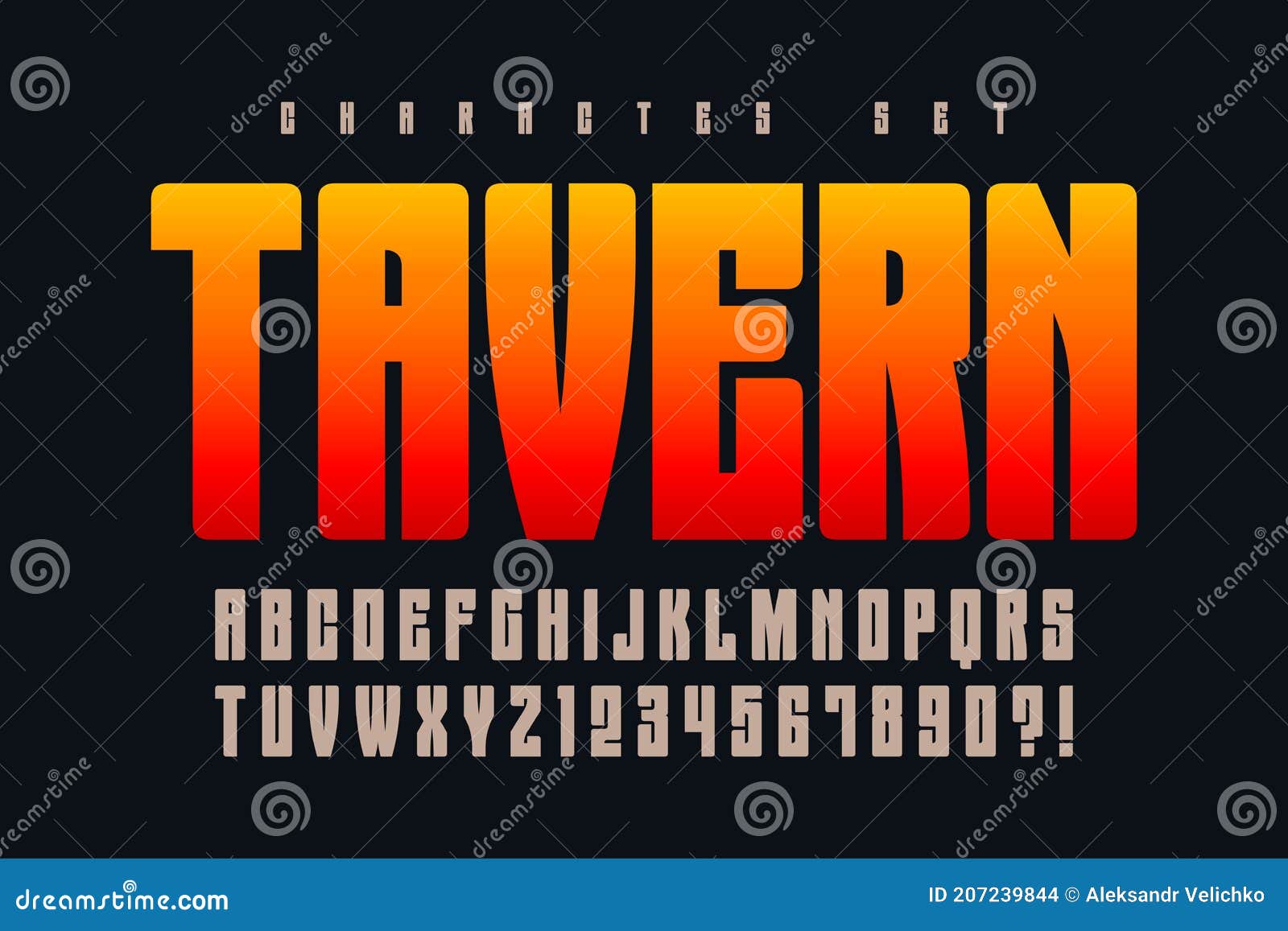 Original Retro Alphabet, Condensed Letters and Numbers. Stock Vector ...