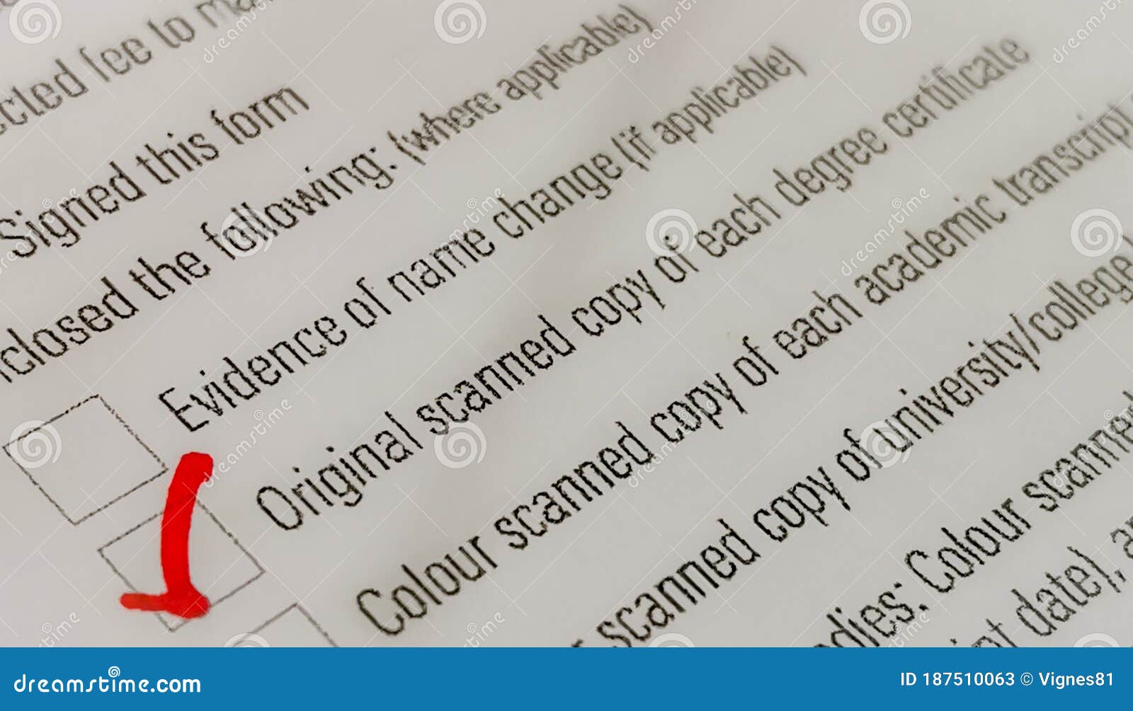 Original scanned copy stock image. Image of application - 187510063