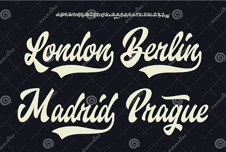 Original Script Font with City Logos Vector Stock Vector - Illustration ...