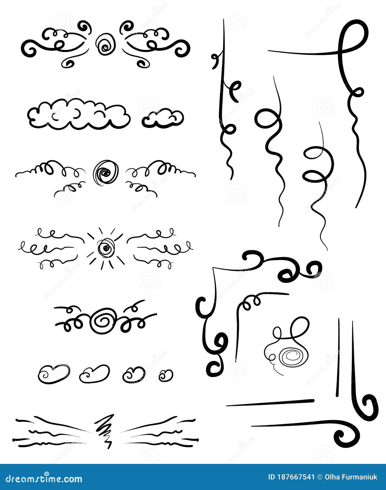 Original Scroll Elements. Borders. Vector Illustration Stock Vector ...
