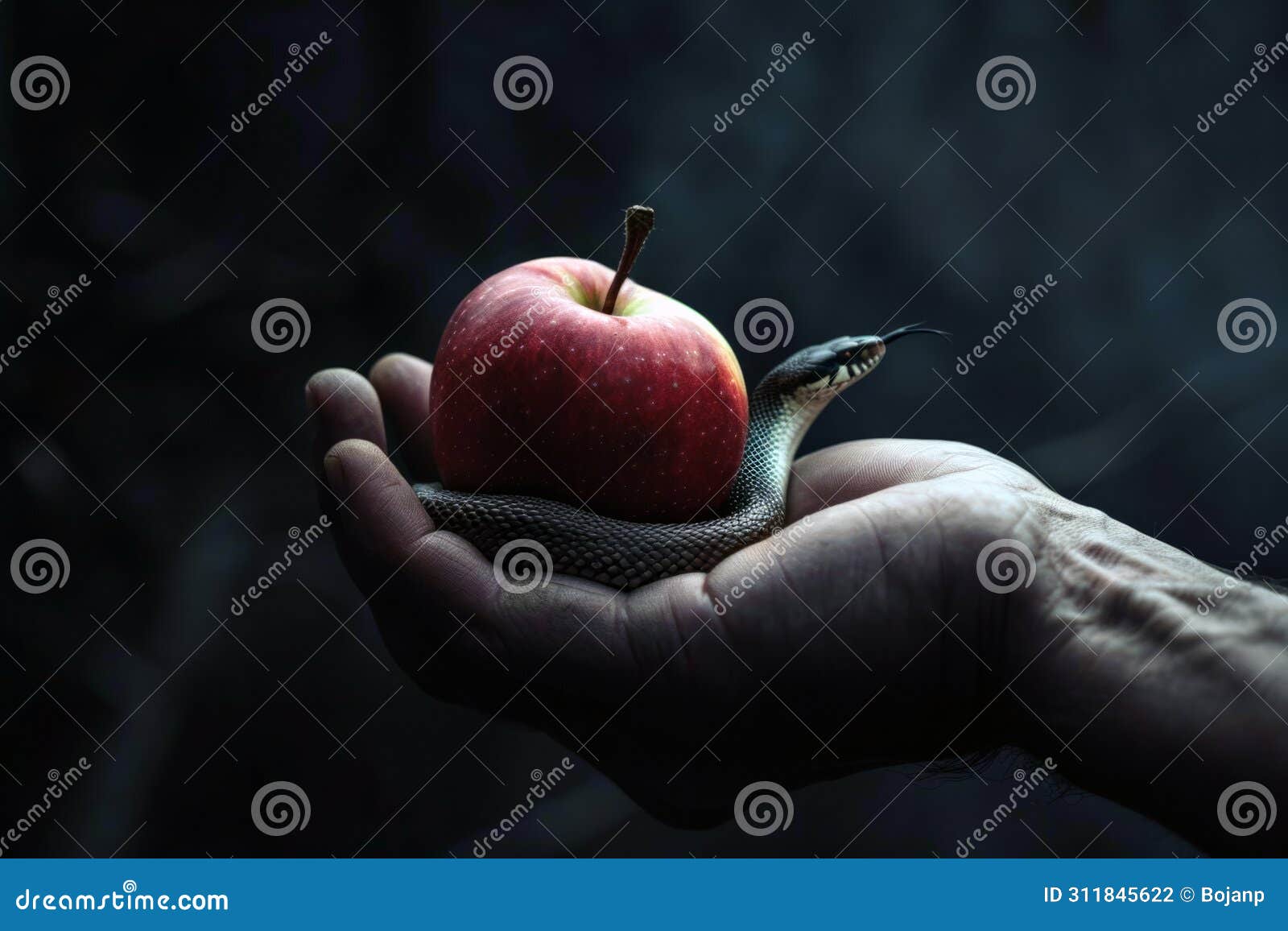 Original Sin. the Forbidden Fruit. Apple and Snake. AI Generated Stock ...