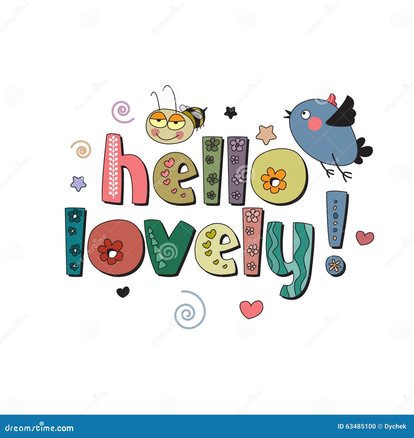 The Original Spelling of the Phrase Hello Lovely! Stock Vector ...