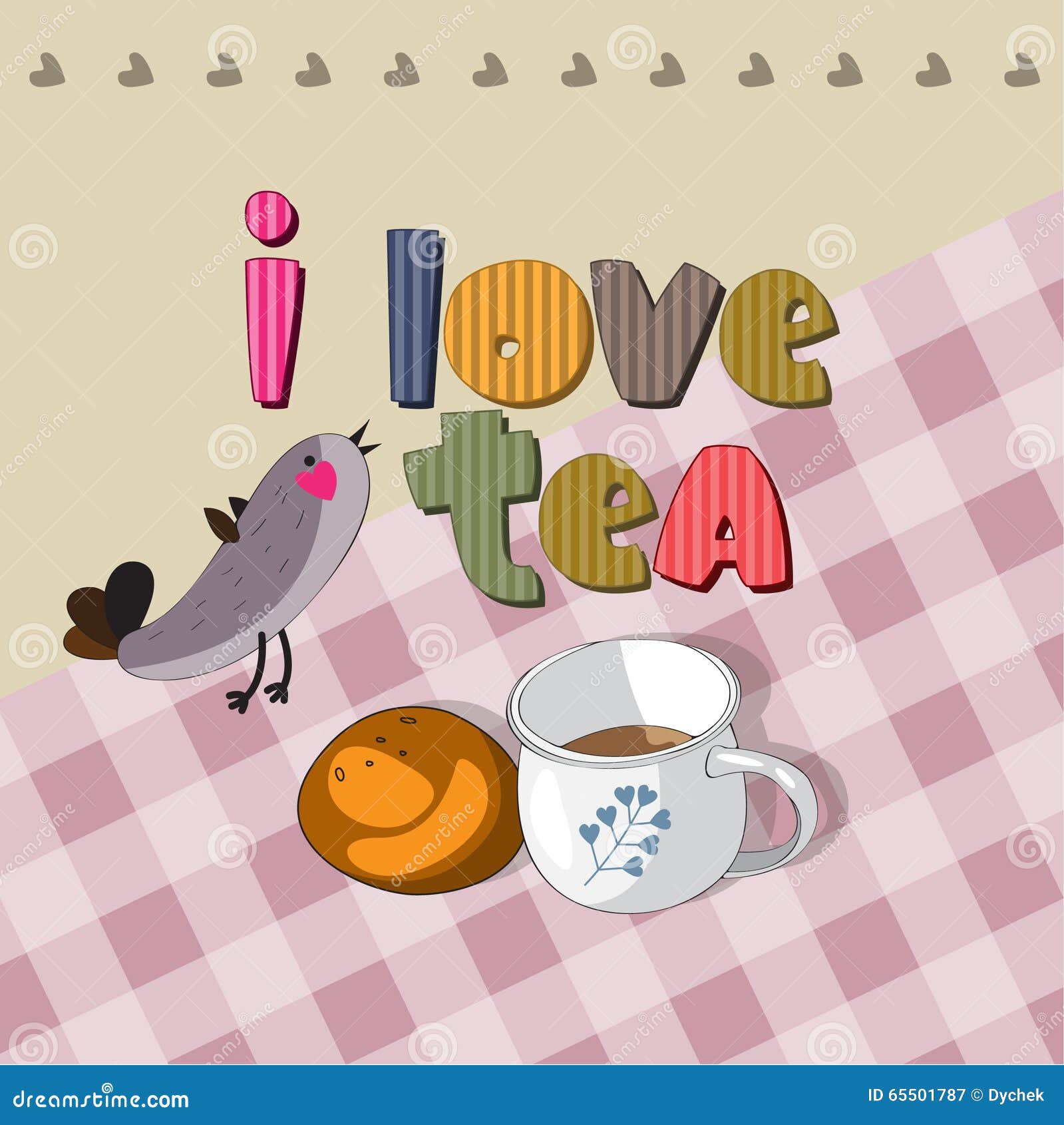 The Original Spelling of the Phrase I Love Tea. Stock Vector ...