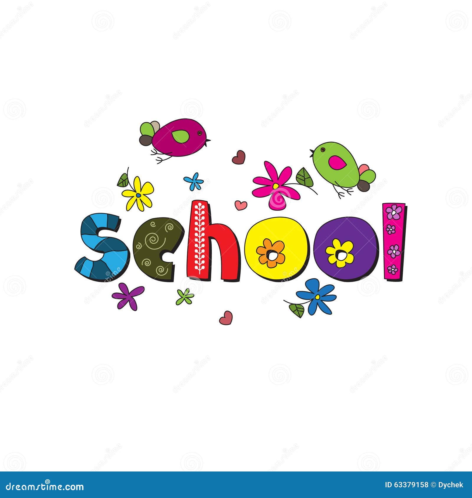 The Original Spelling of the Word School. Stock Vector - Illustration ...