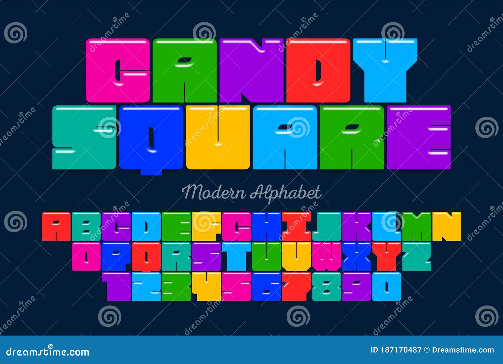 Original Square Display Font Design, Alphabet, Letters and Numbe Stock ...