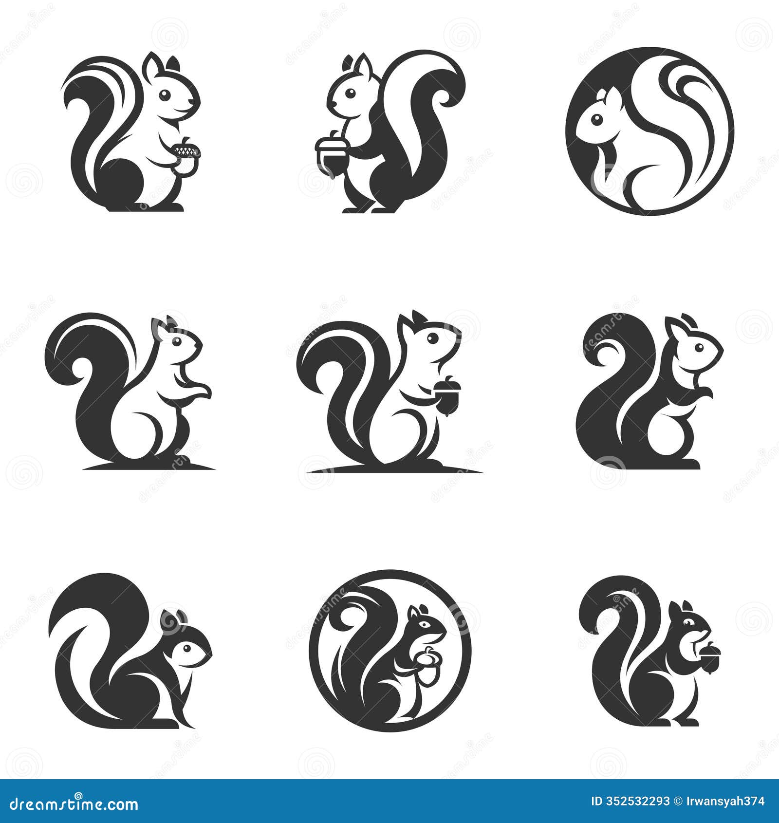 Original Squirrel Logo Design Concepts Collection Stock Illustration ...