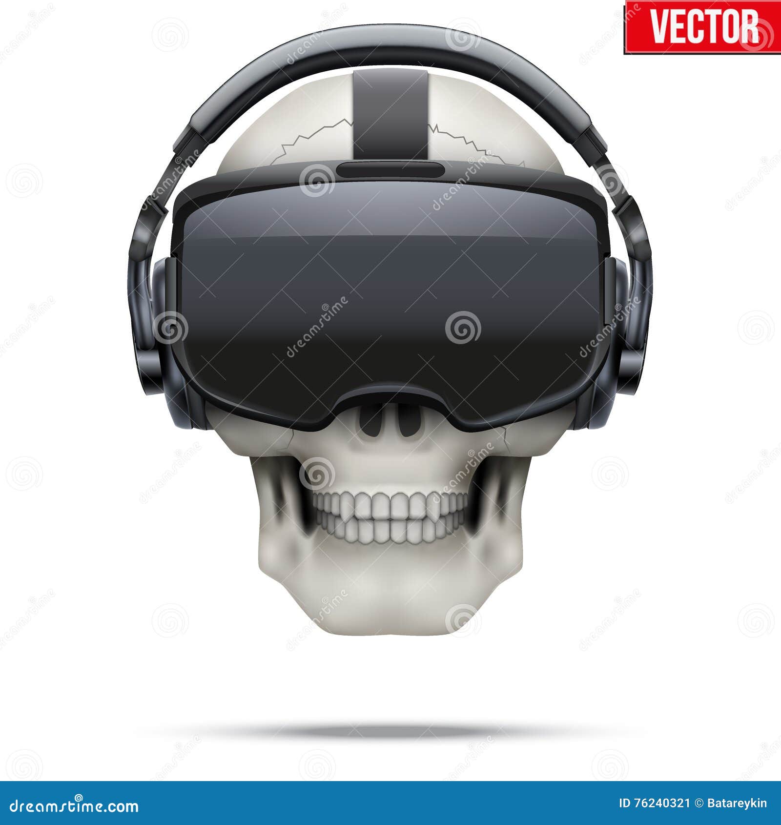 Original Stereoscopic 3d VR Headset and Skull Stock Vector ...