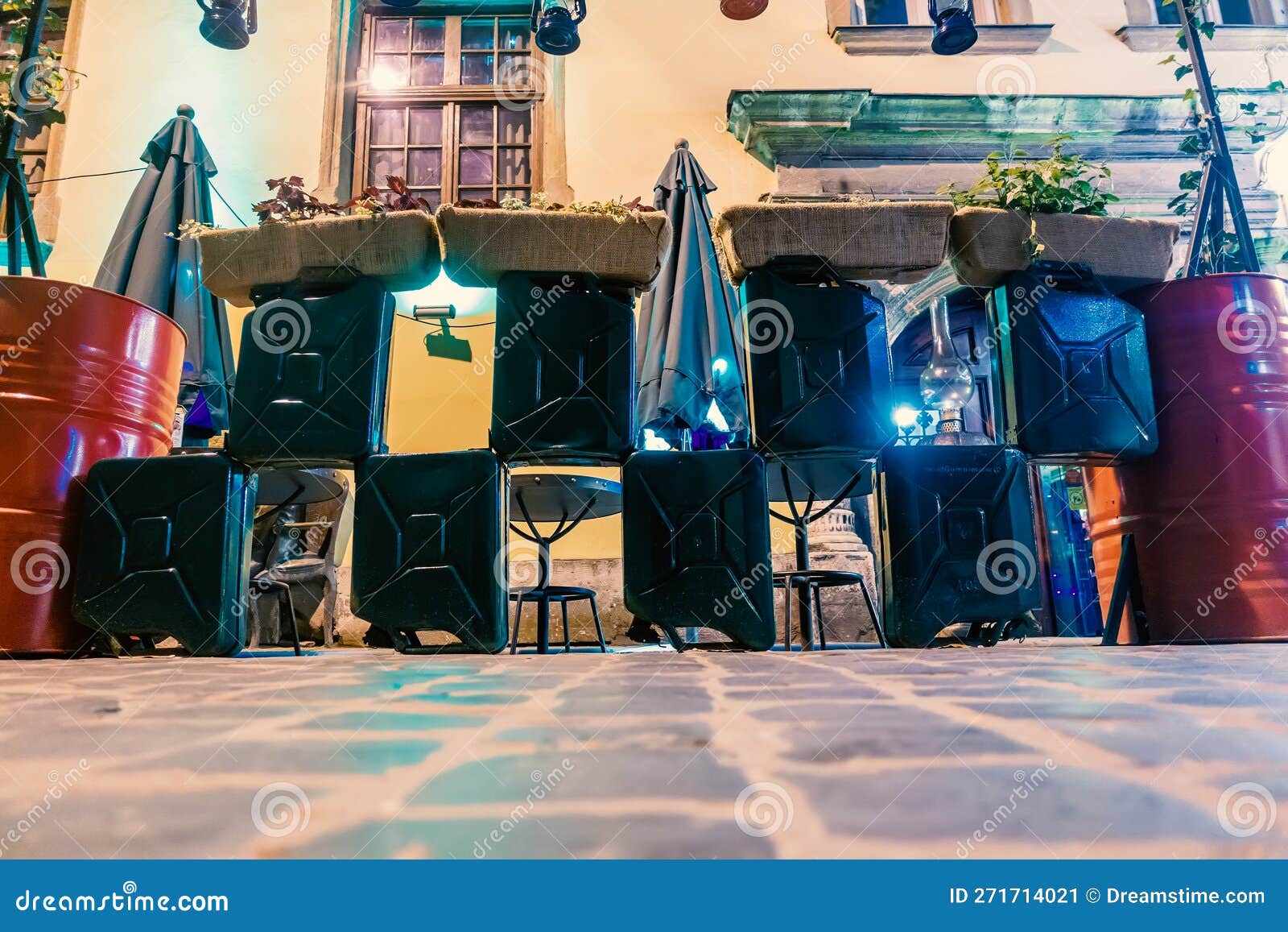 Original Street Cafe Made of Iron Cans Stock Image - Image of cans ...