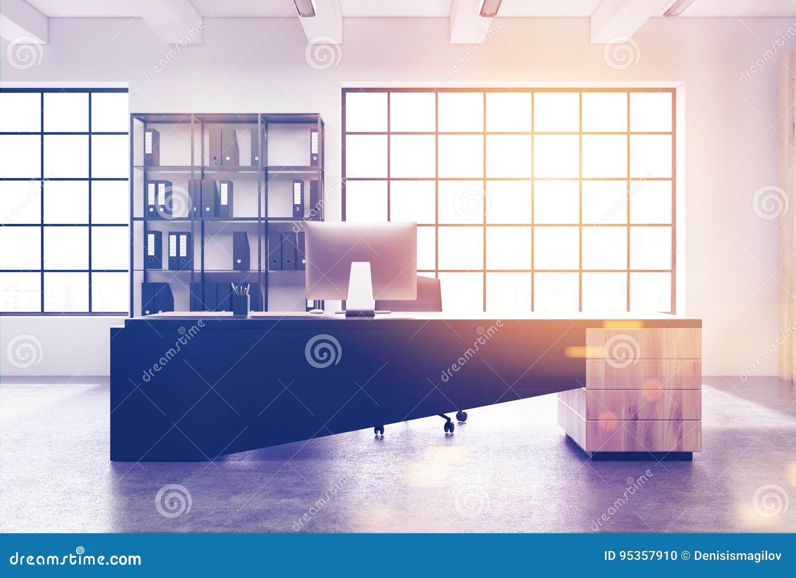 Original Table CEO Office Interior Toned Stock Illustration ...