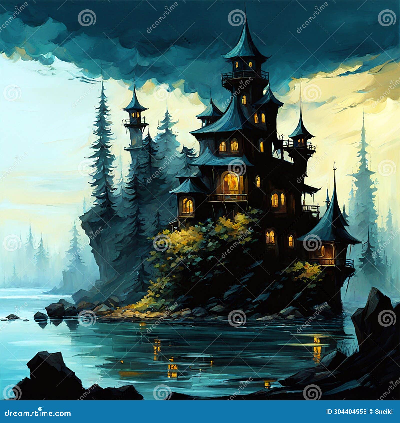 Castle on an Island in an Overseas Country. Editorial Stock Photo ...